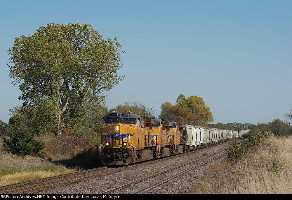 UP 7815 westbound UP empty sand train